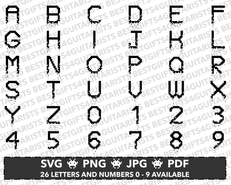 Distressed Pixel Font SVG, Distressed Font, Distressed Letters Svg, Png ...