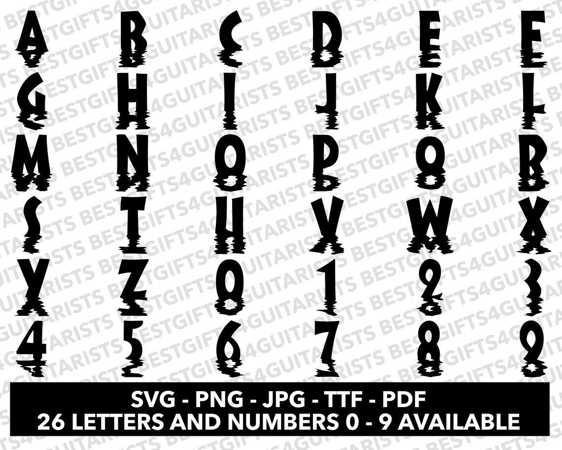Water Font SVG, Water Reflection Font, Water Numbers SVG, PNG, Jpg, Ttf ...