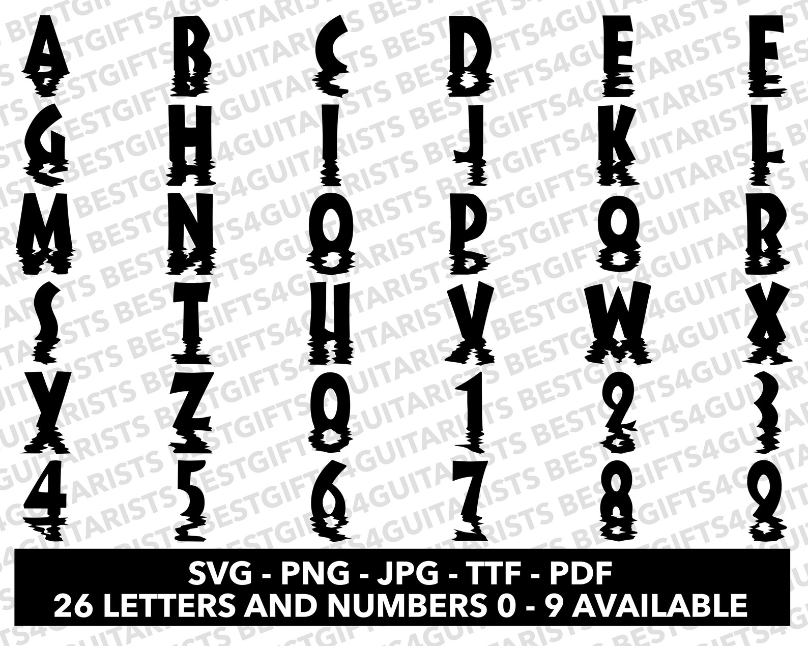 Water Font SVG, Water Reflection Font, Water Numbers SVG, PNG, Jpg, Ttf ...