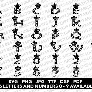 Crown Font SVG, Crown Letters, Crown Numbers Svg, Png, Jpg, Ttf, Dxf ...