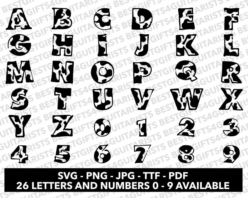 Cow Font SVG, Cow Font, Cattle Numbers, Animal Font SVG, PNG, Jpg, Ttf ...