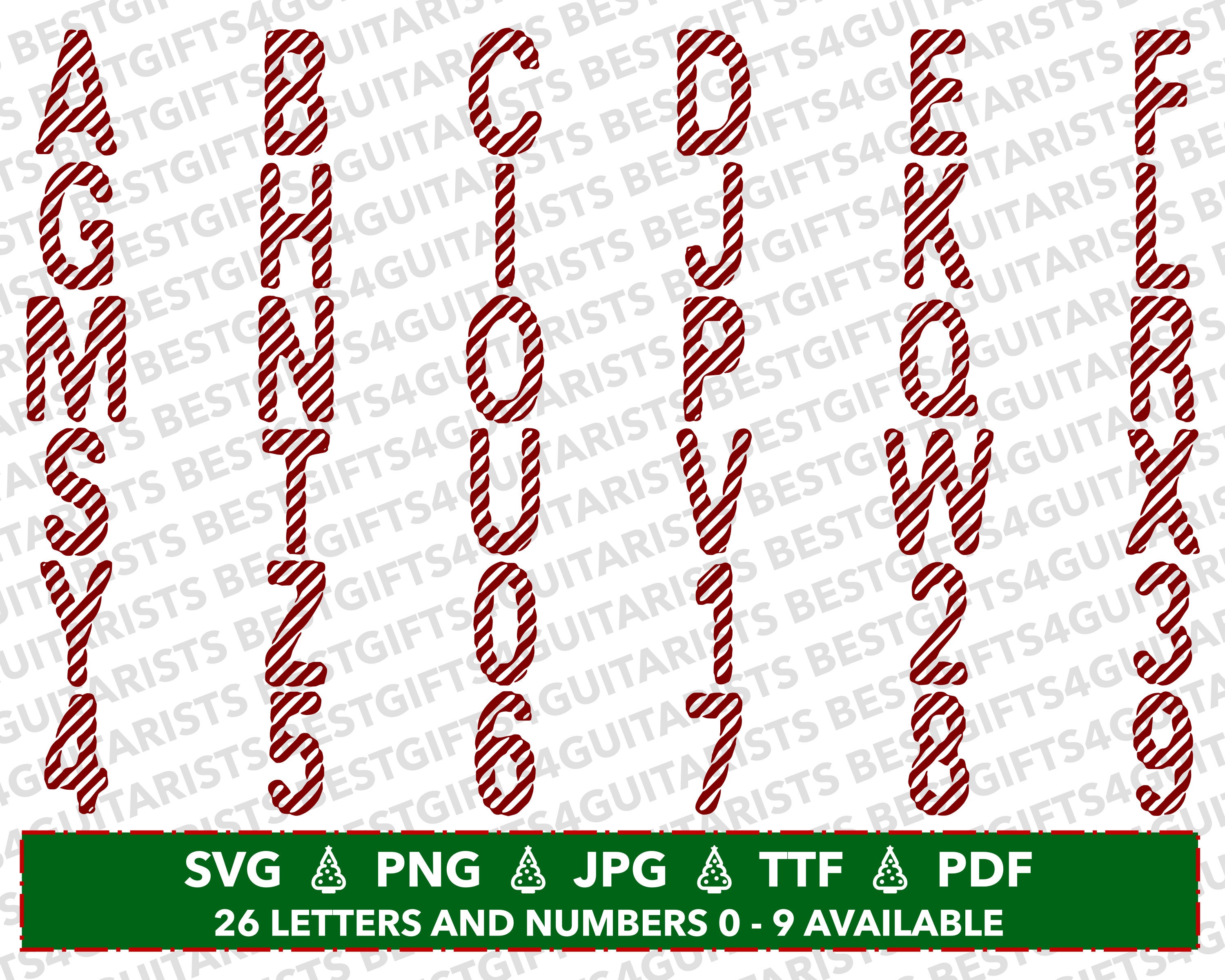 Christmas Candy Cane Font SVG, Christmas Candy Cane Font TTF, Christmas ...