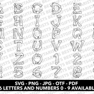 Bone Font SVG, Bone Letters, Bont Font PNG, Bone Numbers Svg, Png, Jpg ...