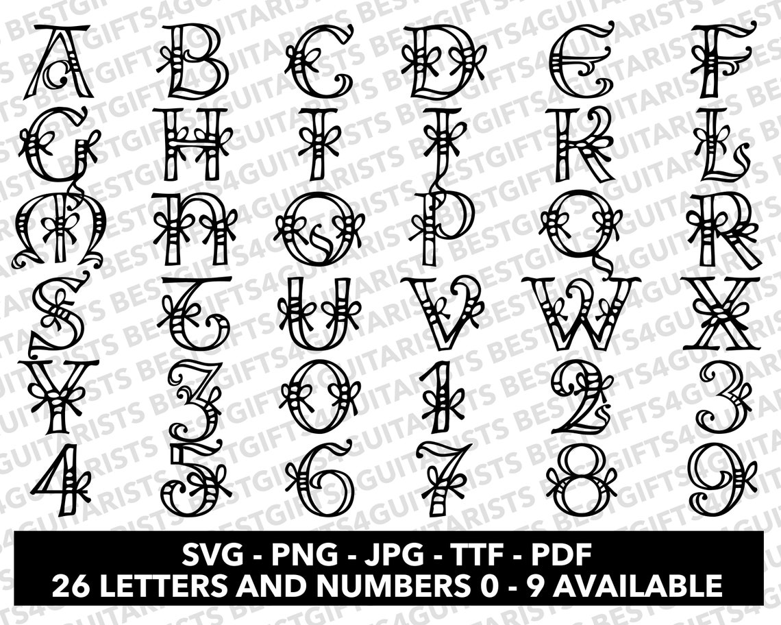 Bow Font SVG, Bow Font for Cricut, Bow Font SVG, PNG, Jpg, Ttf, Pdf ...