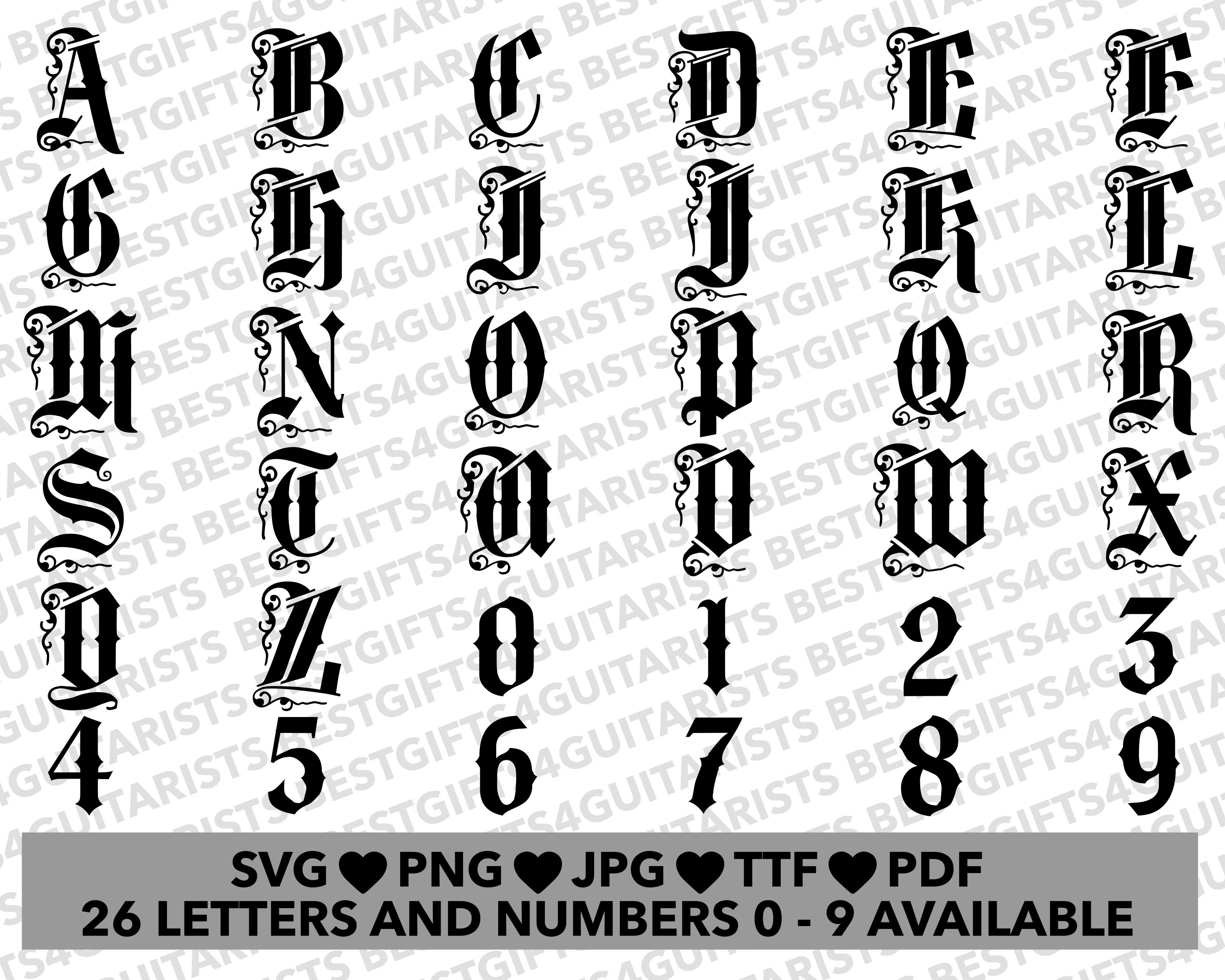 Gothic Flurish Font SVG, Blackletter Font SVG, Gothic Font Svg, Png ...