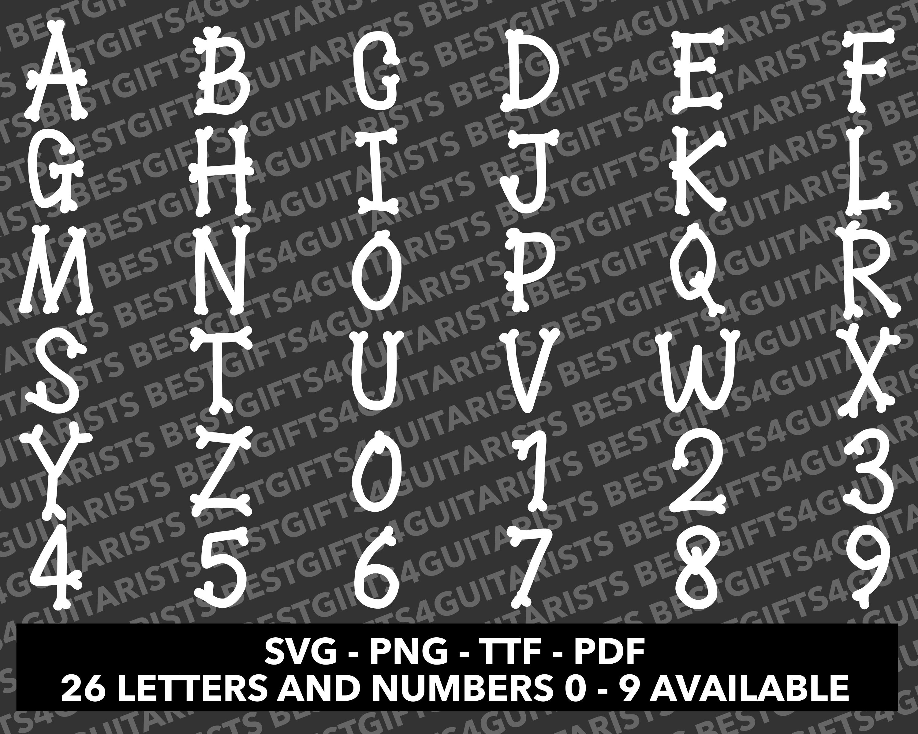 Boney Bones Font SVG, Bone Letters, Bont Font PNG, Bone Numbers Svg ...