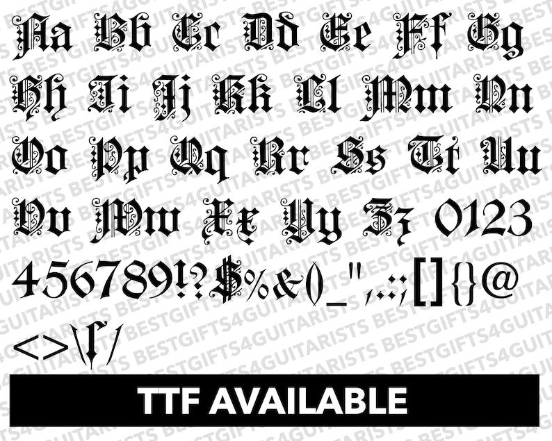 Decorative Gothic Font SVG, Blackletter Font SVG, Gothic Font Svg, Png ...