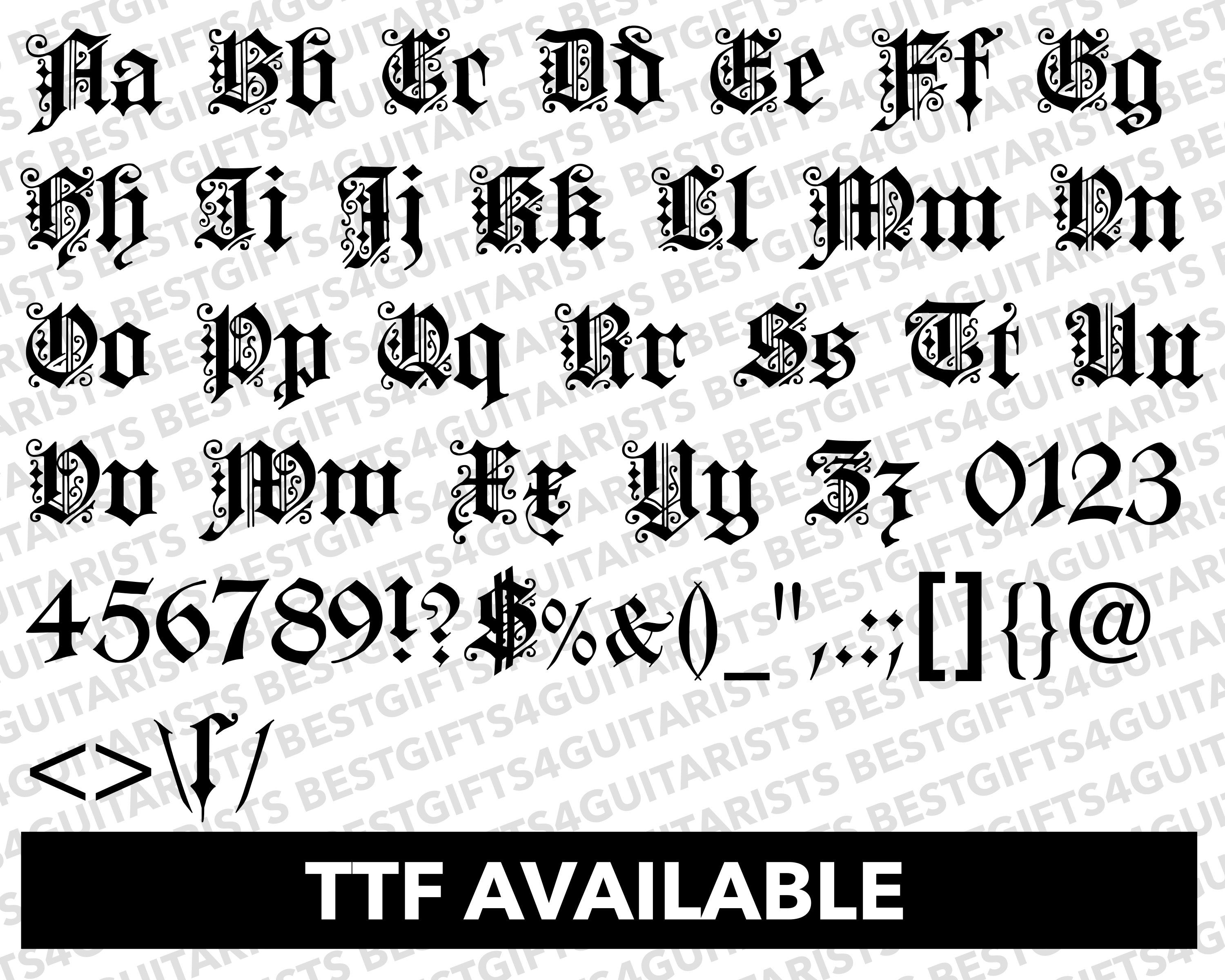 Decorative Gothic Font SVG, Blackletter Font SVG, Gothic Font Svg, Png ...