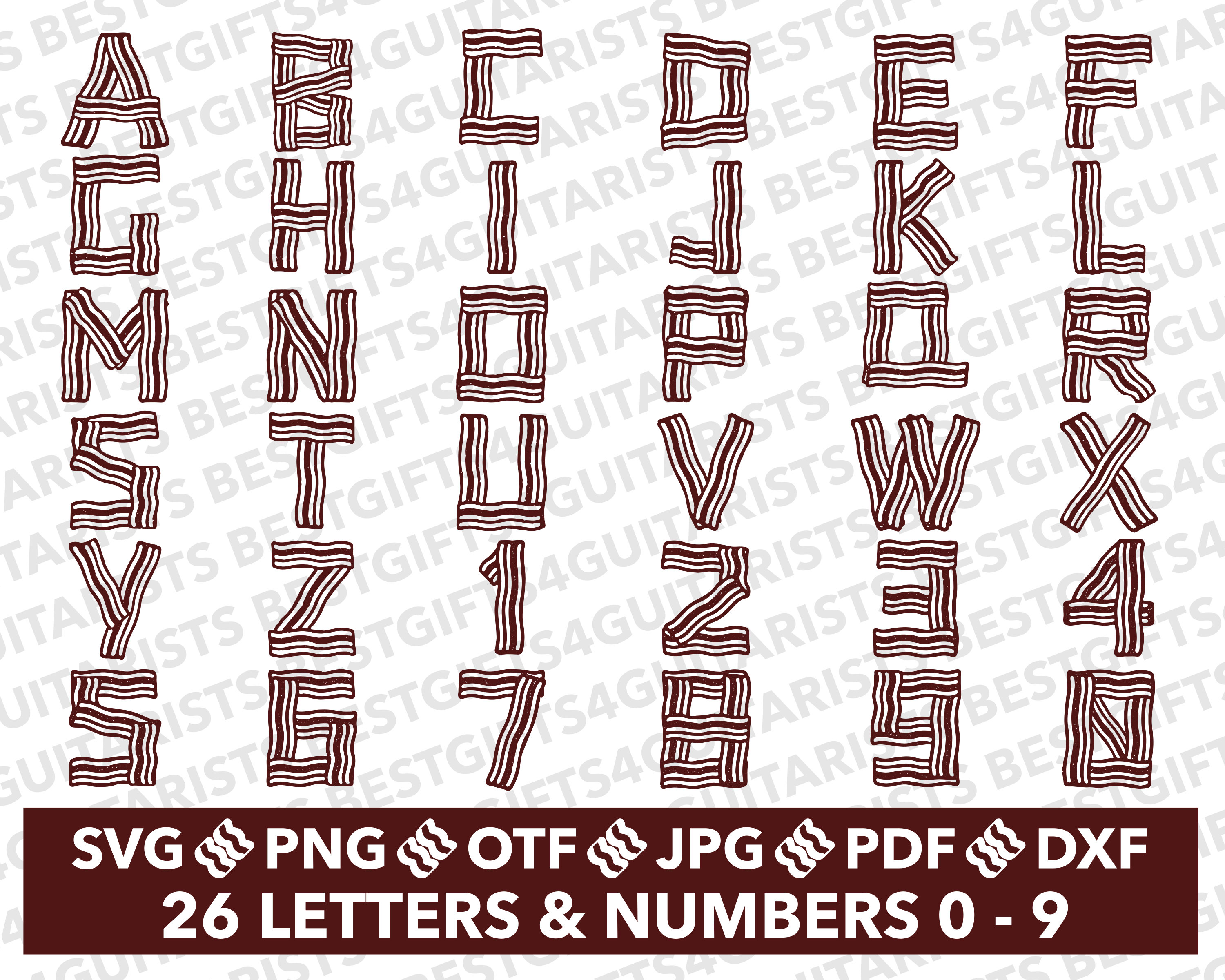 Bacon Font SVG, Bacon Alphapack, Bacon Letters, Bacon Numbers Svg, Png ...