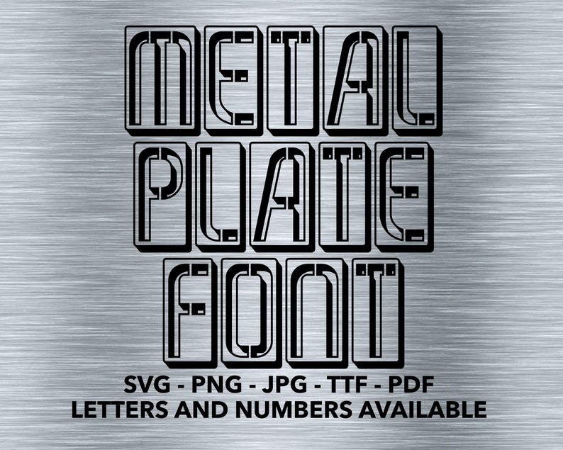 Metal Plate Font SVG, Distressed Font TTF, Distressed Letters SVG, Png ...