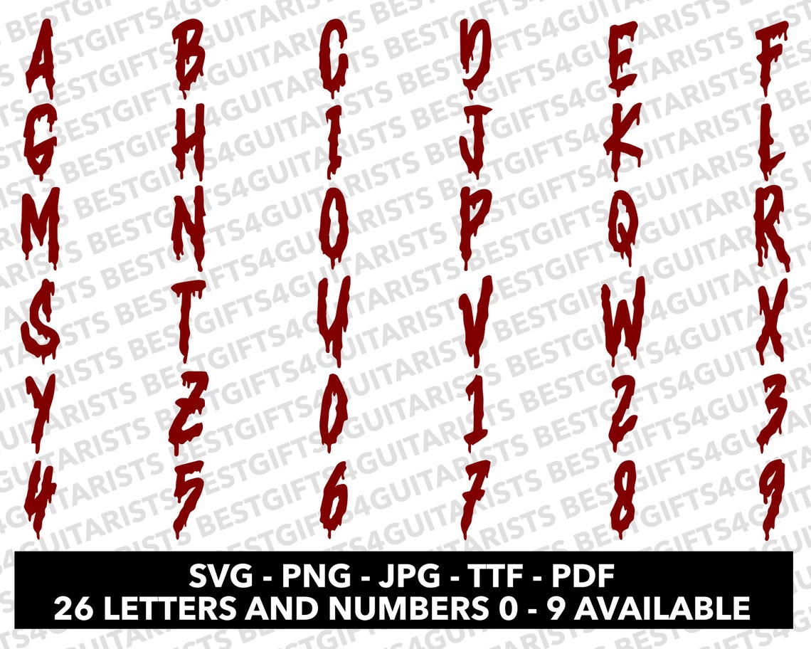Blood Font SVG, Blood Alphabet SVG, Blood Font for Cricut Svg, Ttf, Dxf ...