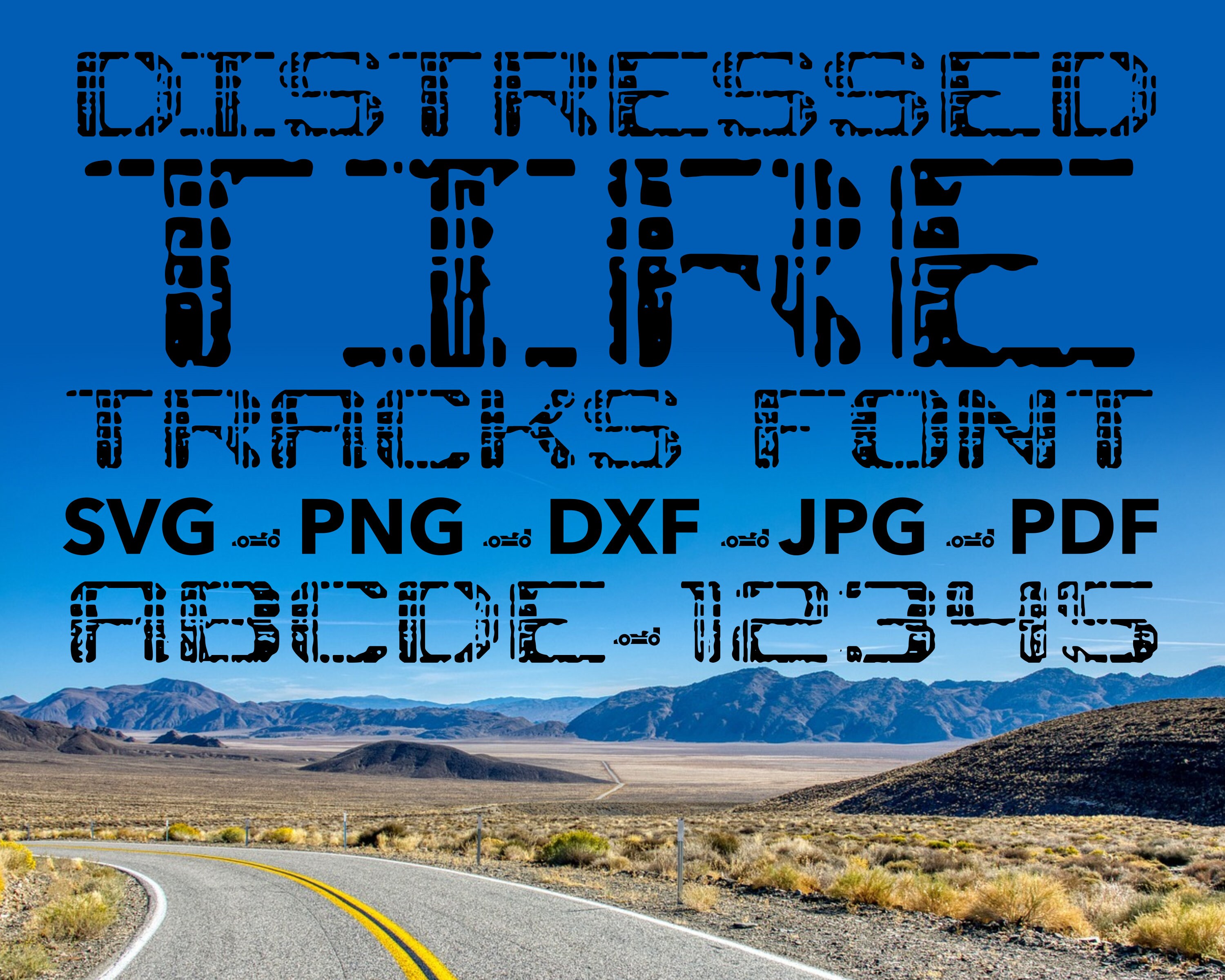 Distressed Tire Tracks Font SVG Road Font PNG Grunge Font Tire Tracks ...