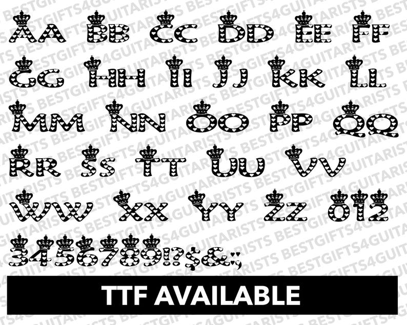 Crown Font SVG, Crown Letters, Crown Numbers Svg, Png, Jpg, Ttf, Dxf ...