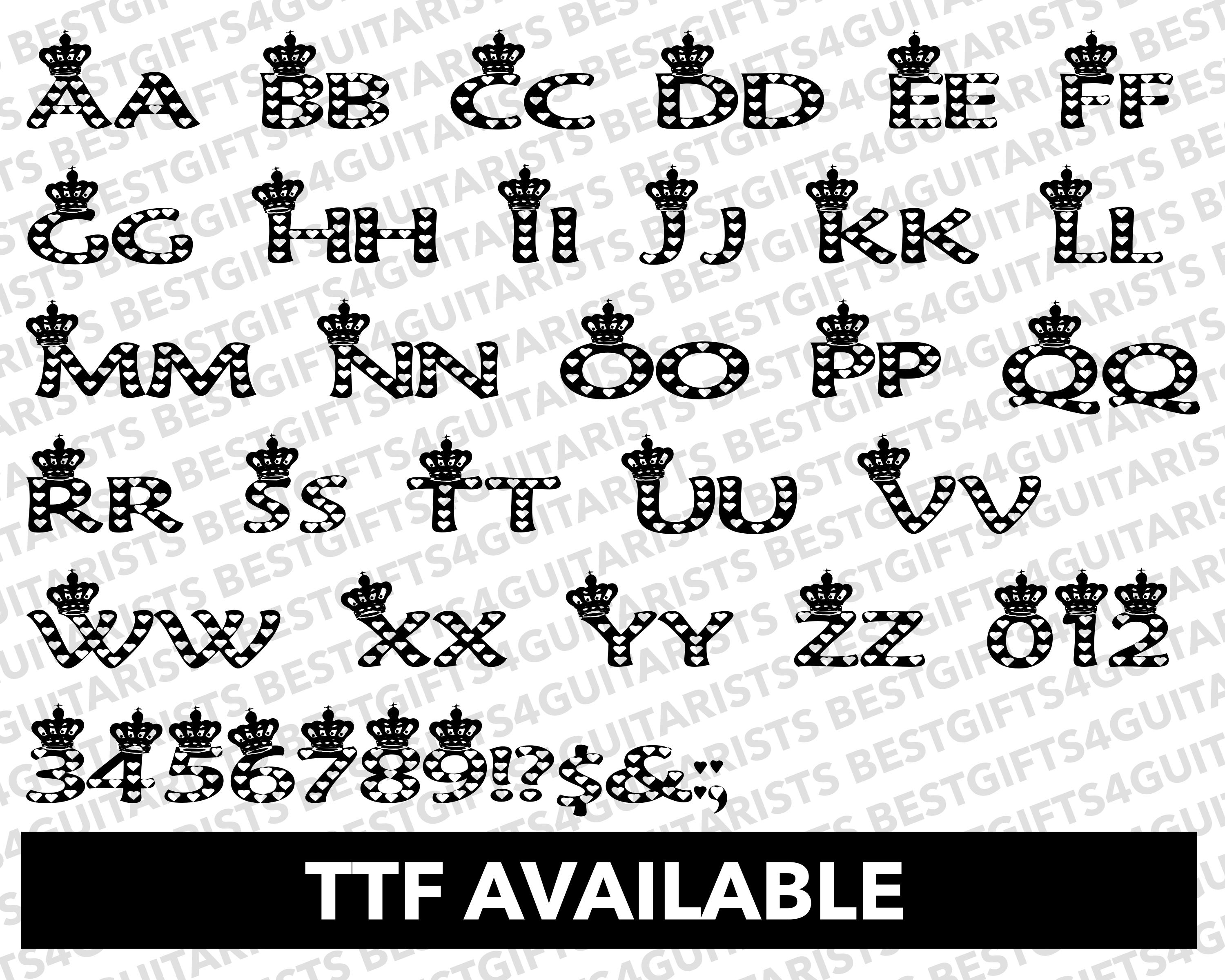 Crown Font SVG, Crown Letters, Crown Numbers Svg, Png, Jpg, Ttf, Dxf ...