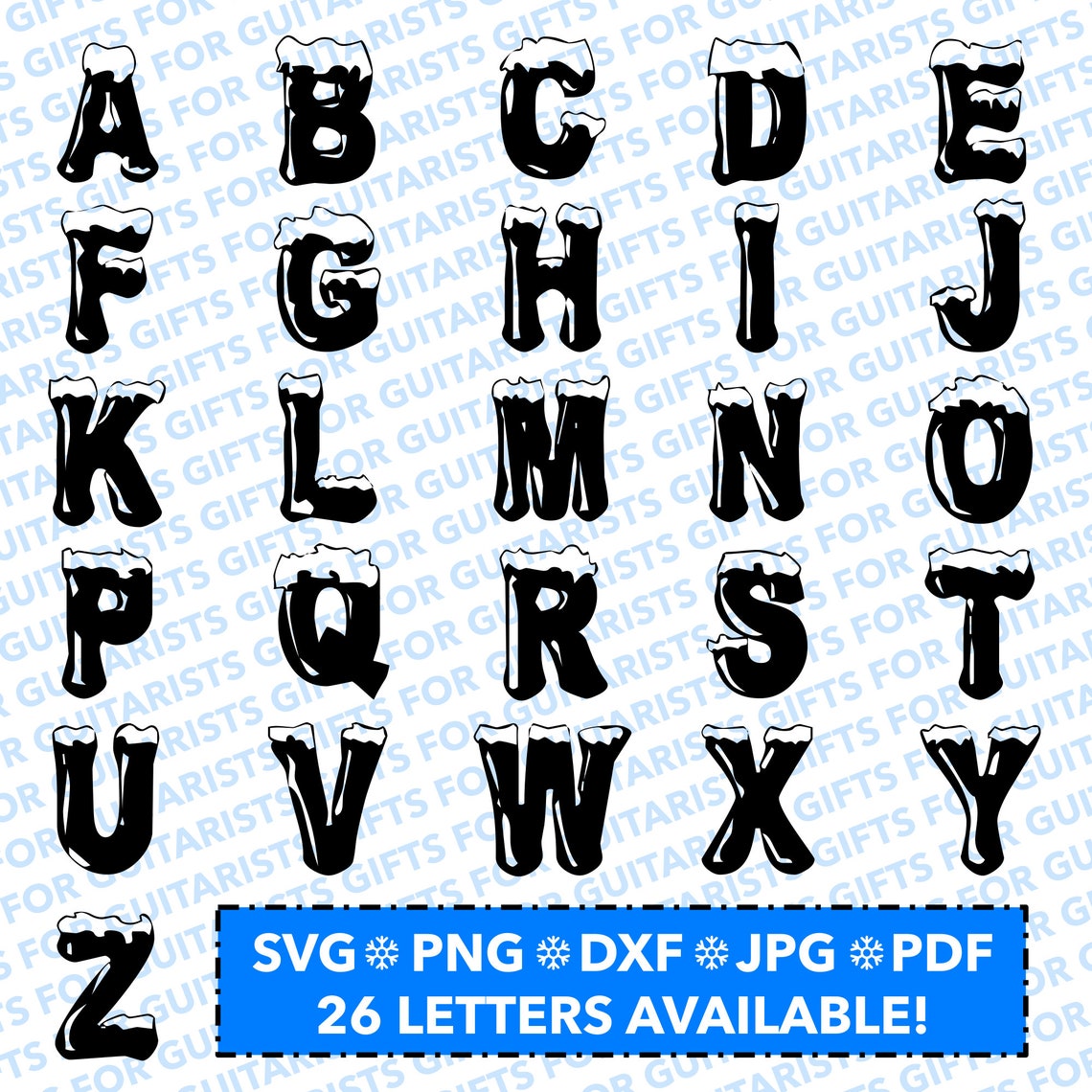 Icy Font SVG Icy Letters PNG Icy Numbers JPG Ice Font Clip Art Snow ...