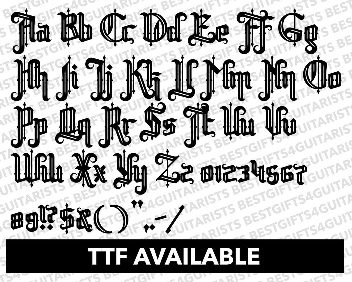 Fancy Gothic Font SVG, Fancy Font PNG, Gothic Font for Cricut, Fancy ...