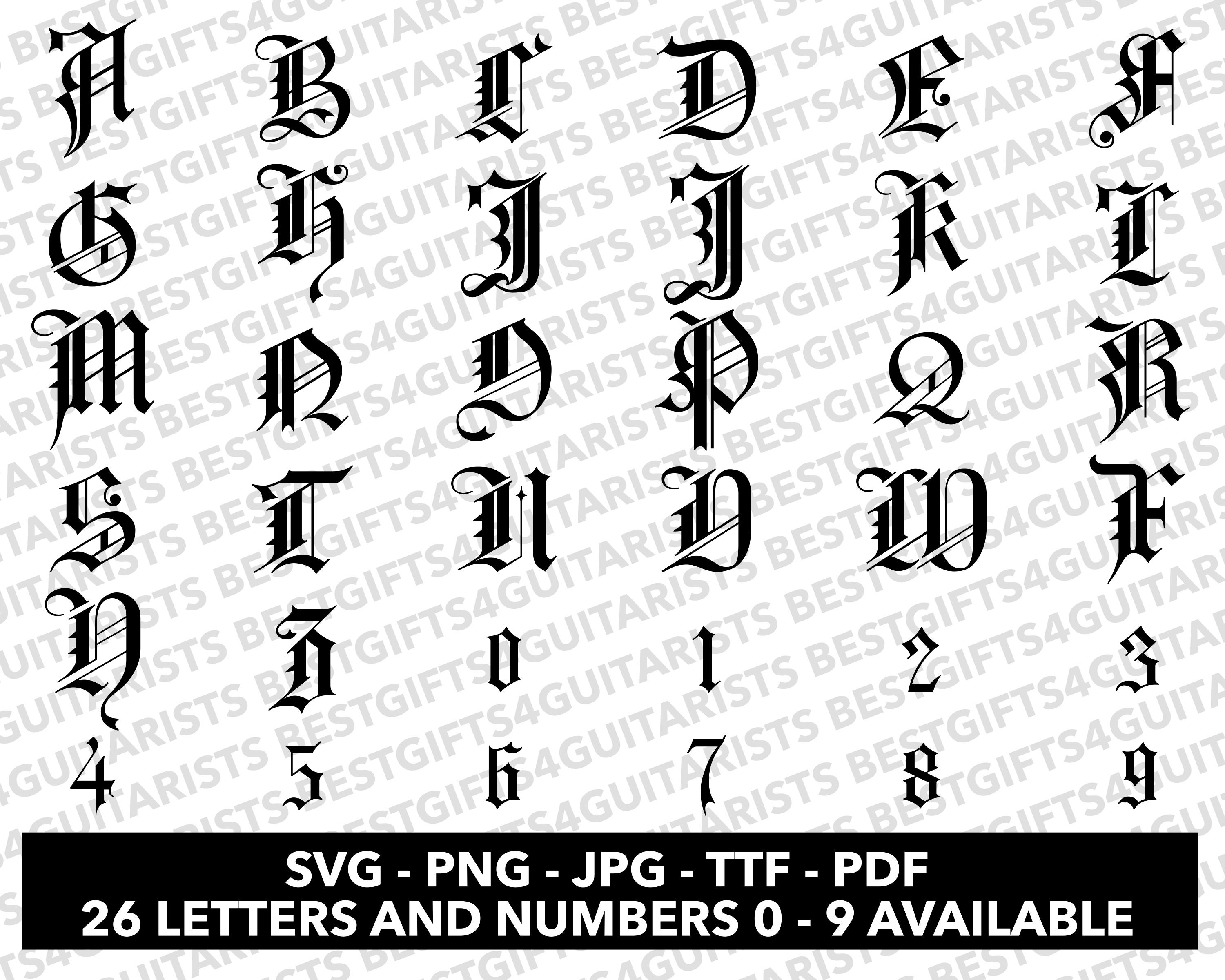 Fancy Old English Font SVG, Blackletter Font SVG, Gothic Font Svg, Png ...