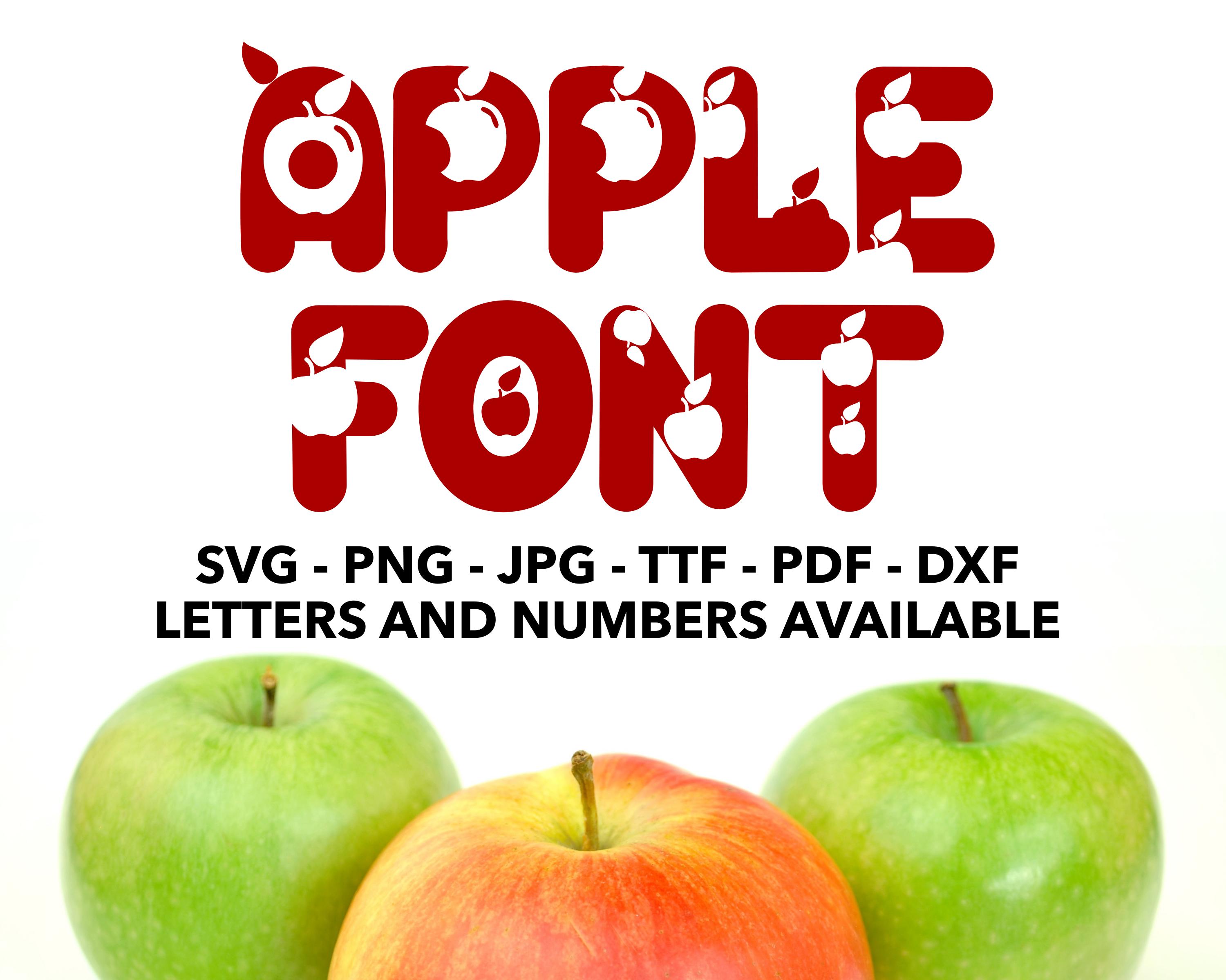 Apple Font SVG, Apple Font for Cricut, Apple Font for Canva, Apple Numbers Svg, Png, Ttf, Jpg ...