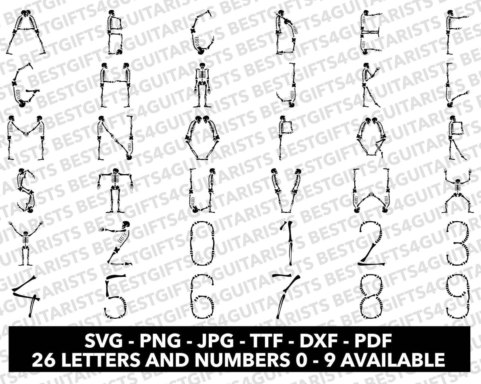 Skeleton Font SVG, Skeleton Alphapack, Skeleton Letters Svg, Png, Ttf ...