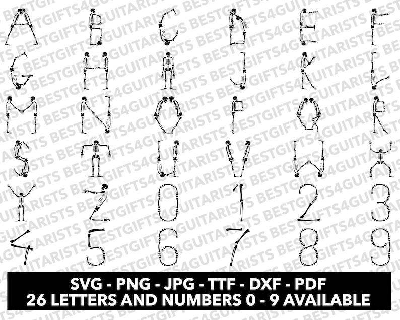 Skeleton Font SVG, Skeleton Alphapack, Skeleton Letters Svg, Png, Ttf ...