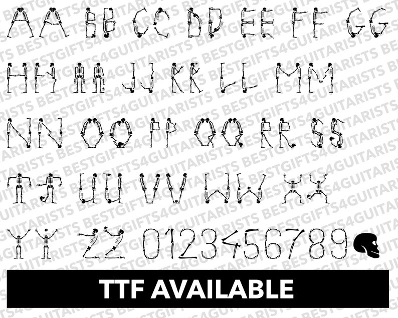 Skeleton Font SVG, Skeleton Alphapack, Skeleton Letters Svg, Png, Ttf ...