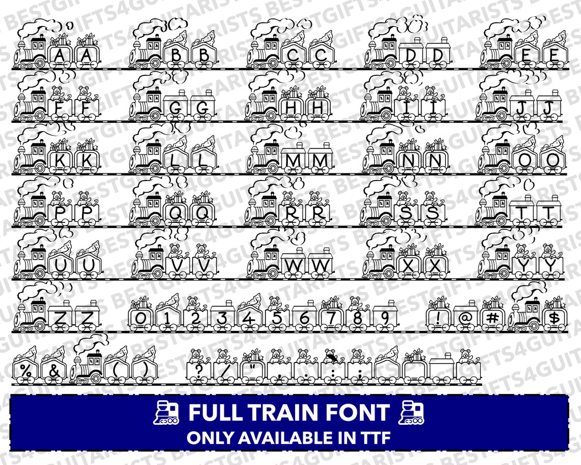 Train Font SVG, Train Letters, Train Numbers Svg, Png, Jpg, Ttf, Pdf ...