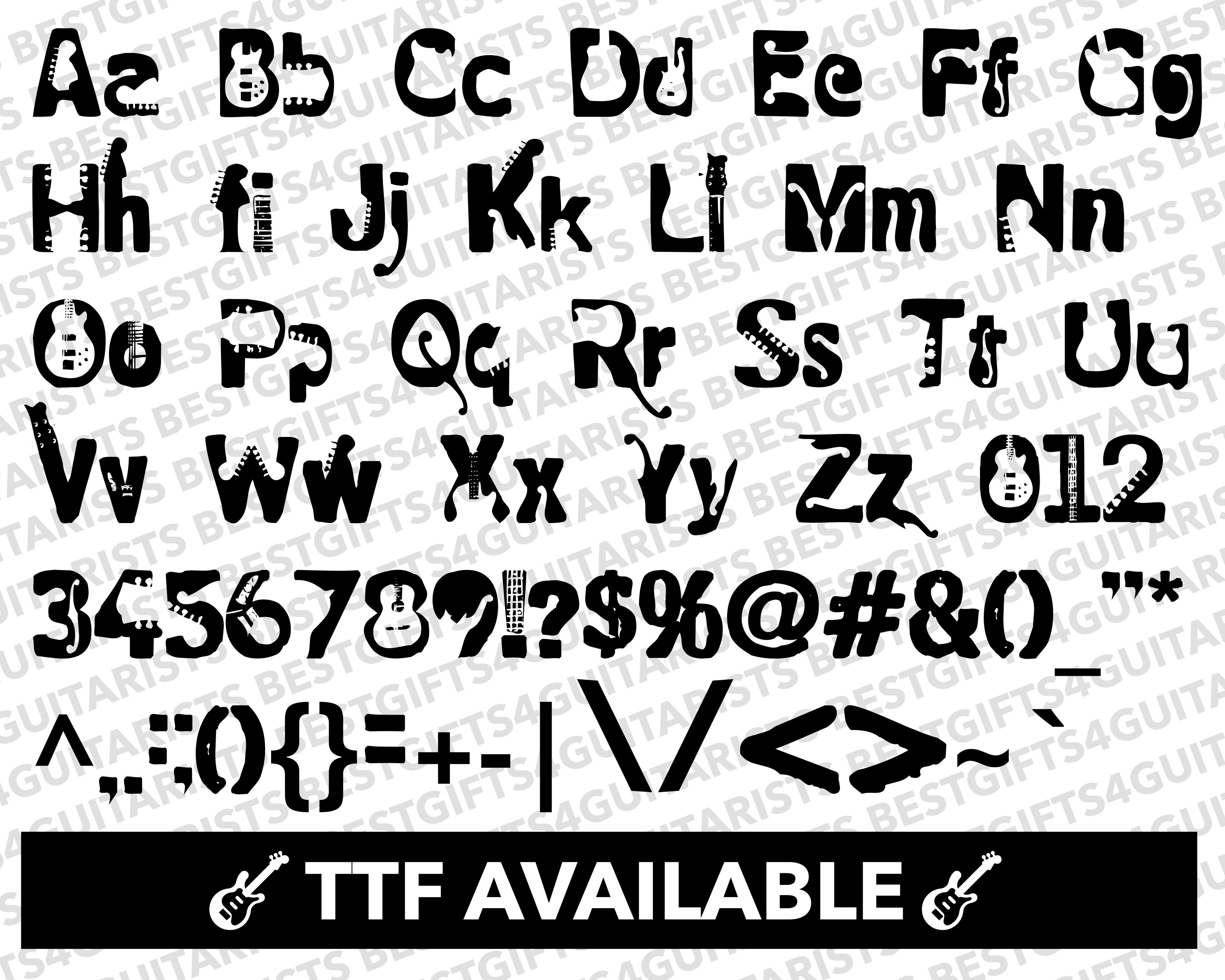 Guitar Font SVG, Guitar Font for Cricut, Band Font SVG, PNG, Jpg, Ttf ...
