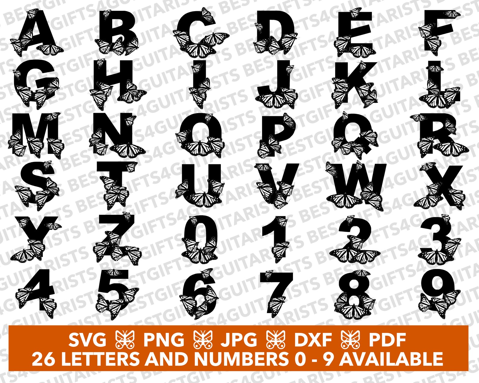 Monarch Butterfly Font SVG, Butterfly Font, Monarch Font, Modern Font ...