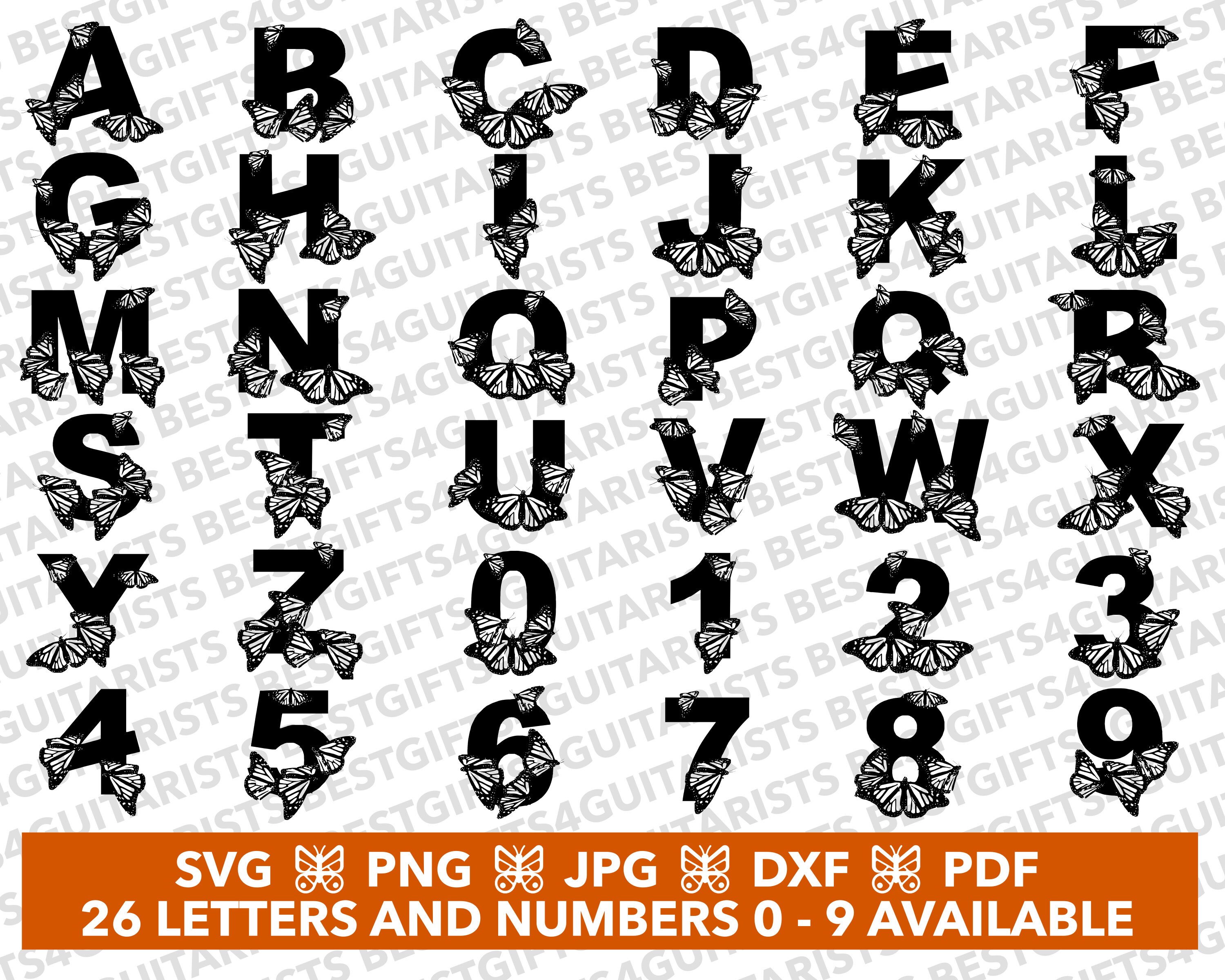 Monarch Butterfly Font SVG, Butterfly Font, Monarch Font, Modern Font ...