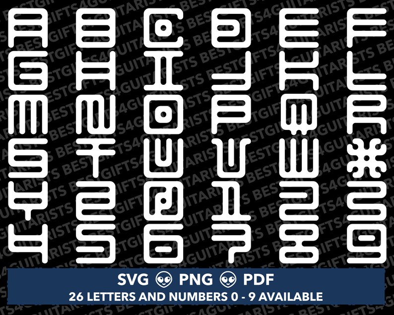 Alien Font SVG, Alien Font TTF, Alien Letters Svg, Png, Jpg, Ttf, Pdf ...