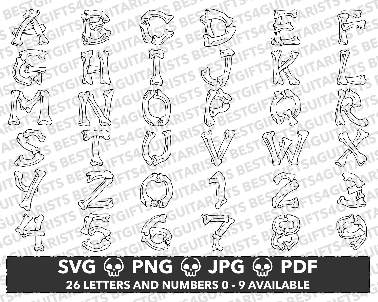 Bone Font SVG, Bone Letters, Bont Font PNG, Bone Numbers Svg, Png, Jpg ...