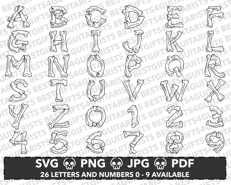 Bone Font SVG, Bone Letters, Bont Font PNG, Bone Numbers Svg, Png, Jpg ...