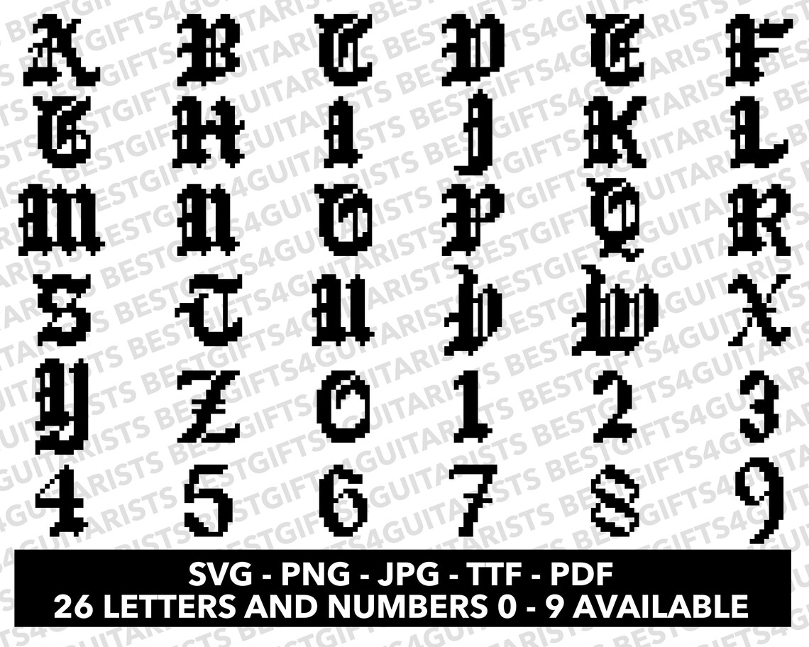 Pixel Gothic Font SVG, Pixel Font for Cricut, Pixel Font SVG, PNG, Jpg ...