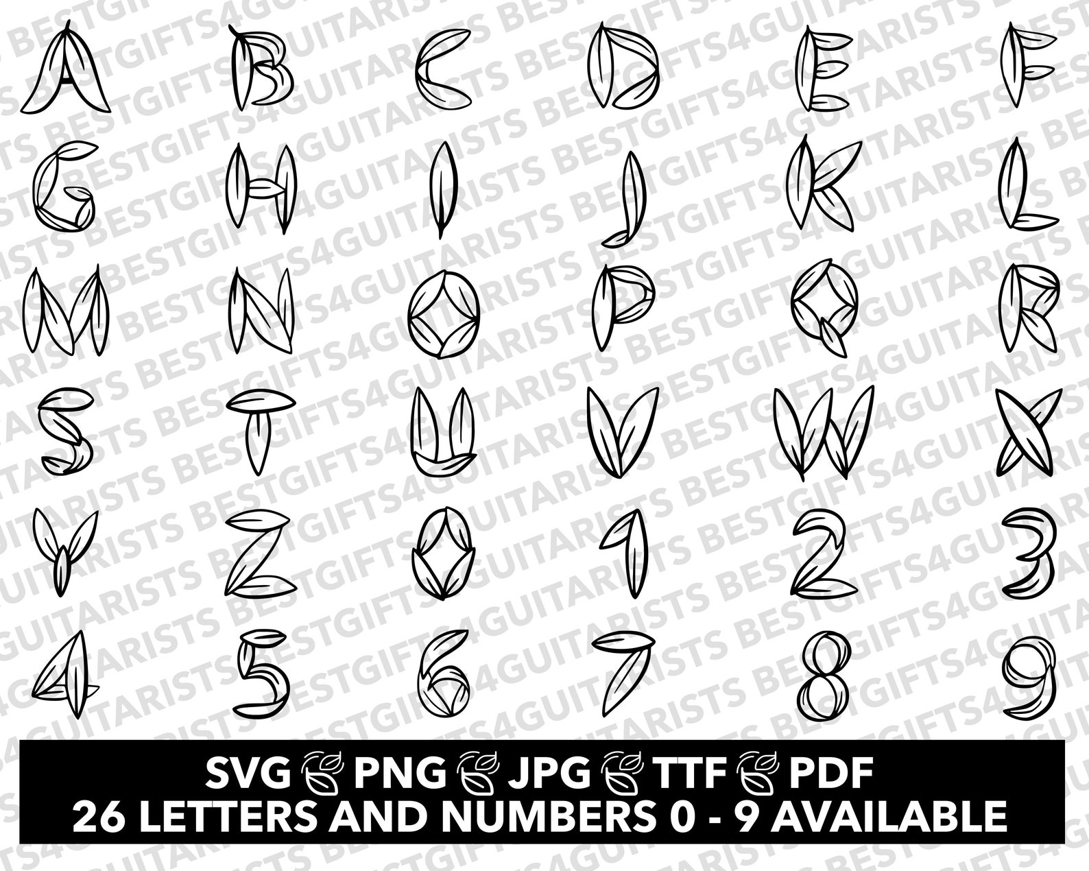 Leaf Font SVG, Leaf Font for Cricut, Leaf Font SVG, PNG, Jpg, Ttf, Pdf ...