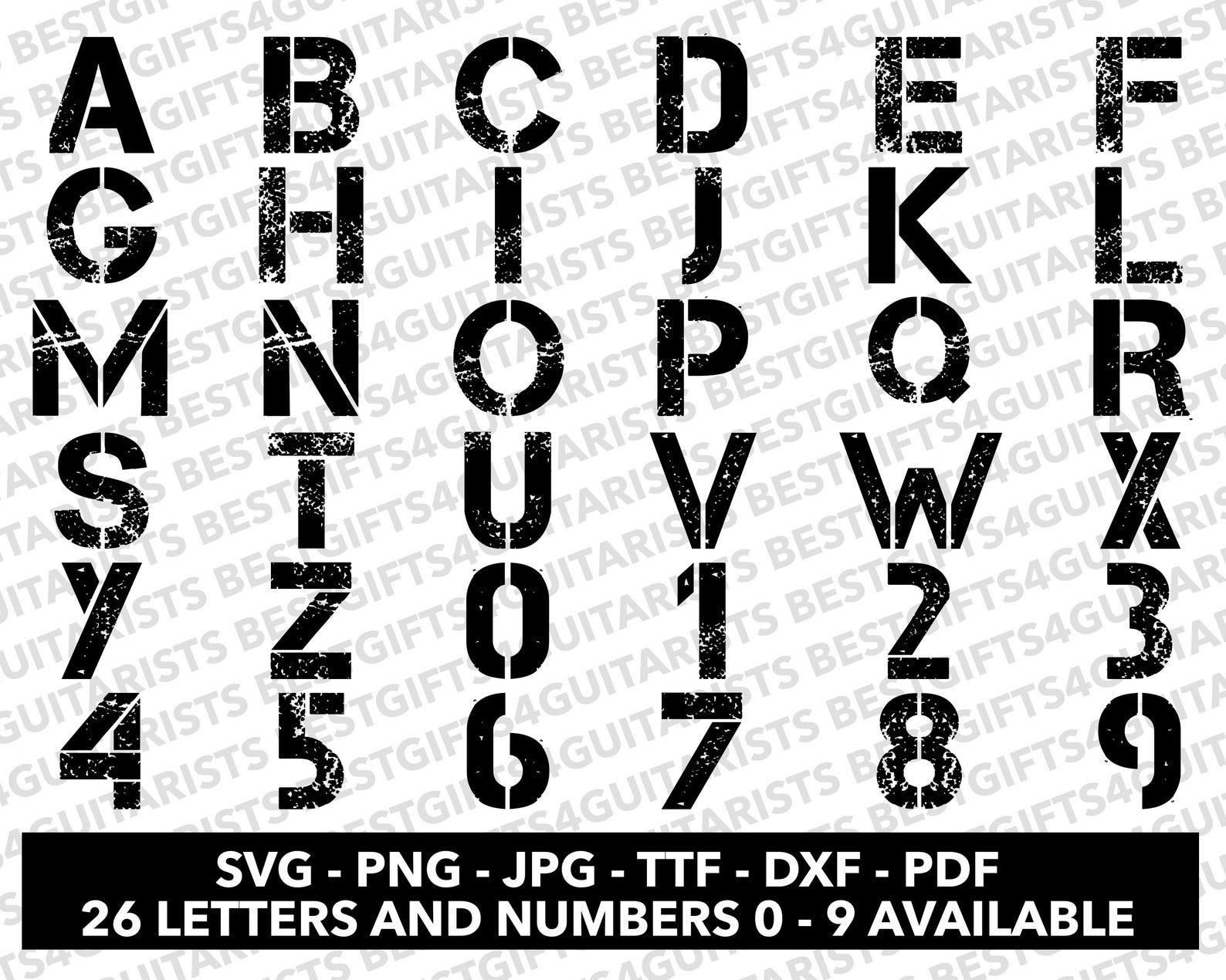 Distressed Stencil Font SVG, Distressed Stencil Letters, Distressed ...