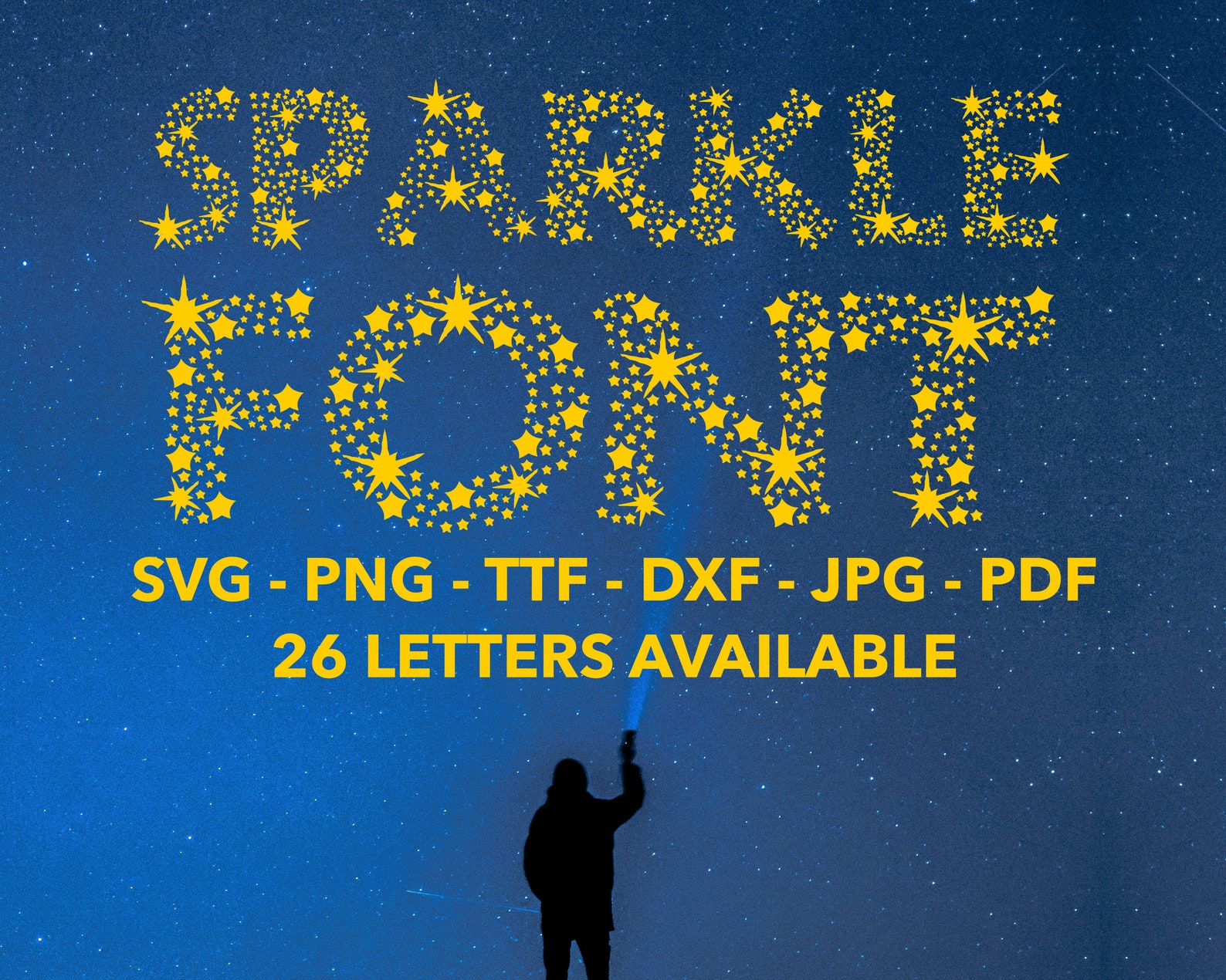 Sparkle Font SVG, Sparkle Star Font PNG, Star Font Clip Art, Sparkle ...