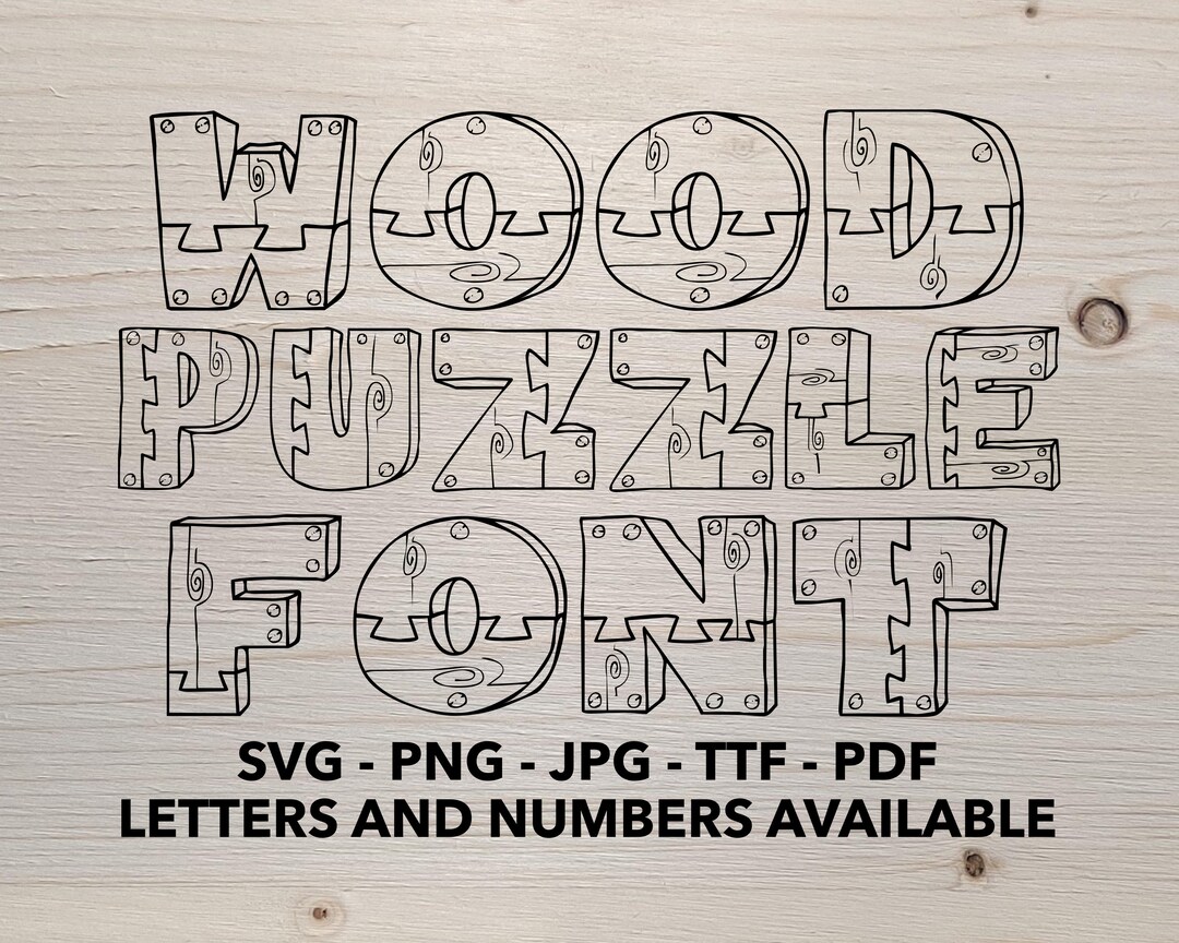 Wood Puzzle Font SVG, Wood Puzzle Font for Canva, Puzzle Font SVG, PNG ...