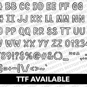 Comic Outline Font SVG, Outline Font for Cricut, Outline Font SVG, PNG ...