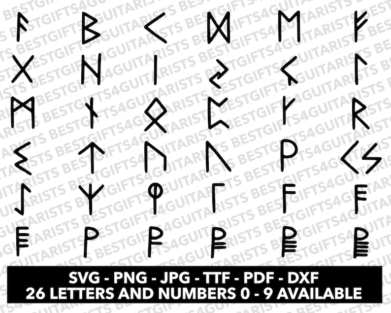 Rune Font SVG, Runic Font PNG, Rune Letters, Rune Numbers Svg, Png, Jpg ...