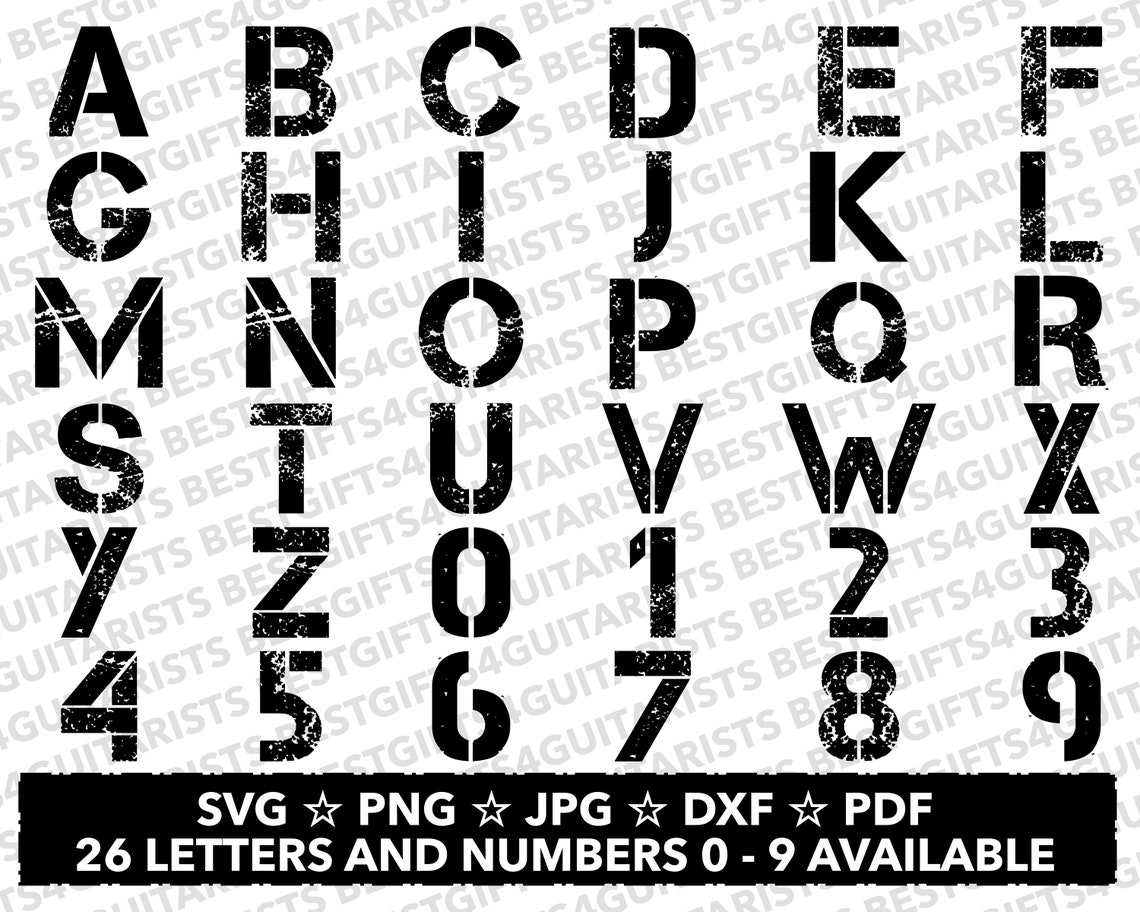 Distressed Stencil Font SVG, Distressed Stencil Letters, Distressed ...