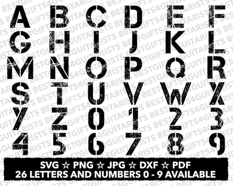 Distressed Stencil Font SVG, Distressed Stencil Letters, Distressed ...