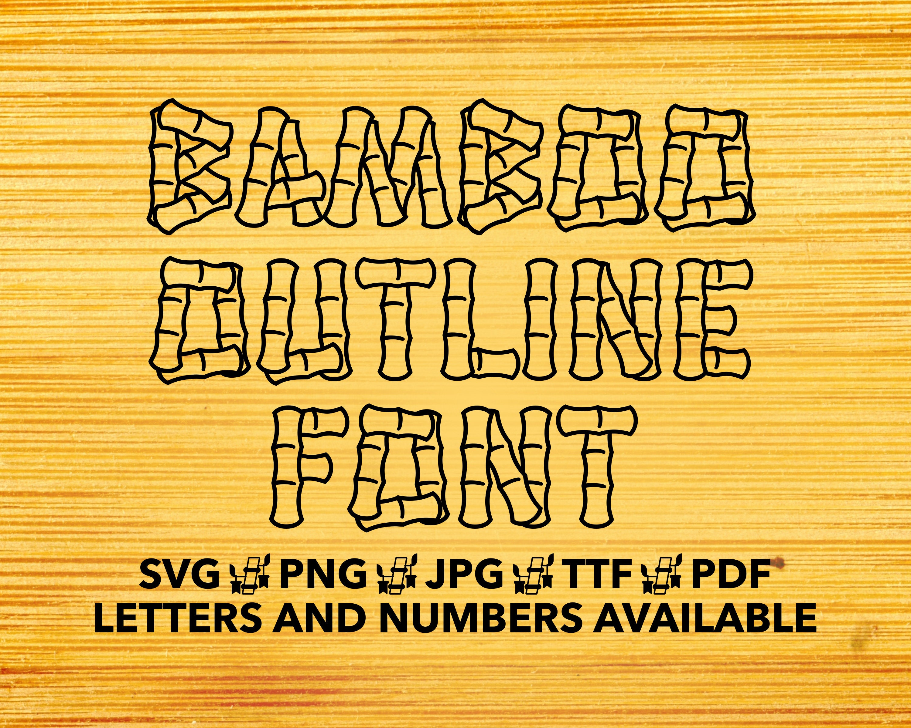 Bamboo Outline Font SVG, Bamboo Font TTF, Bamboo Svg, Png, Jpg, Ttf ...