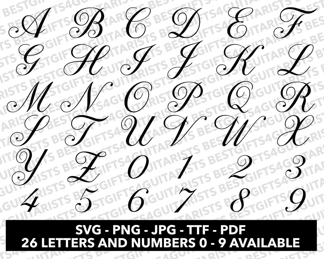 Calligraphy Font SVG, Calligraphy Letters, Wedding Numbers, Calligraphy ...