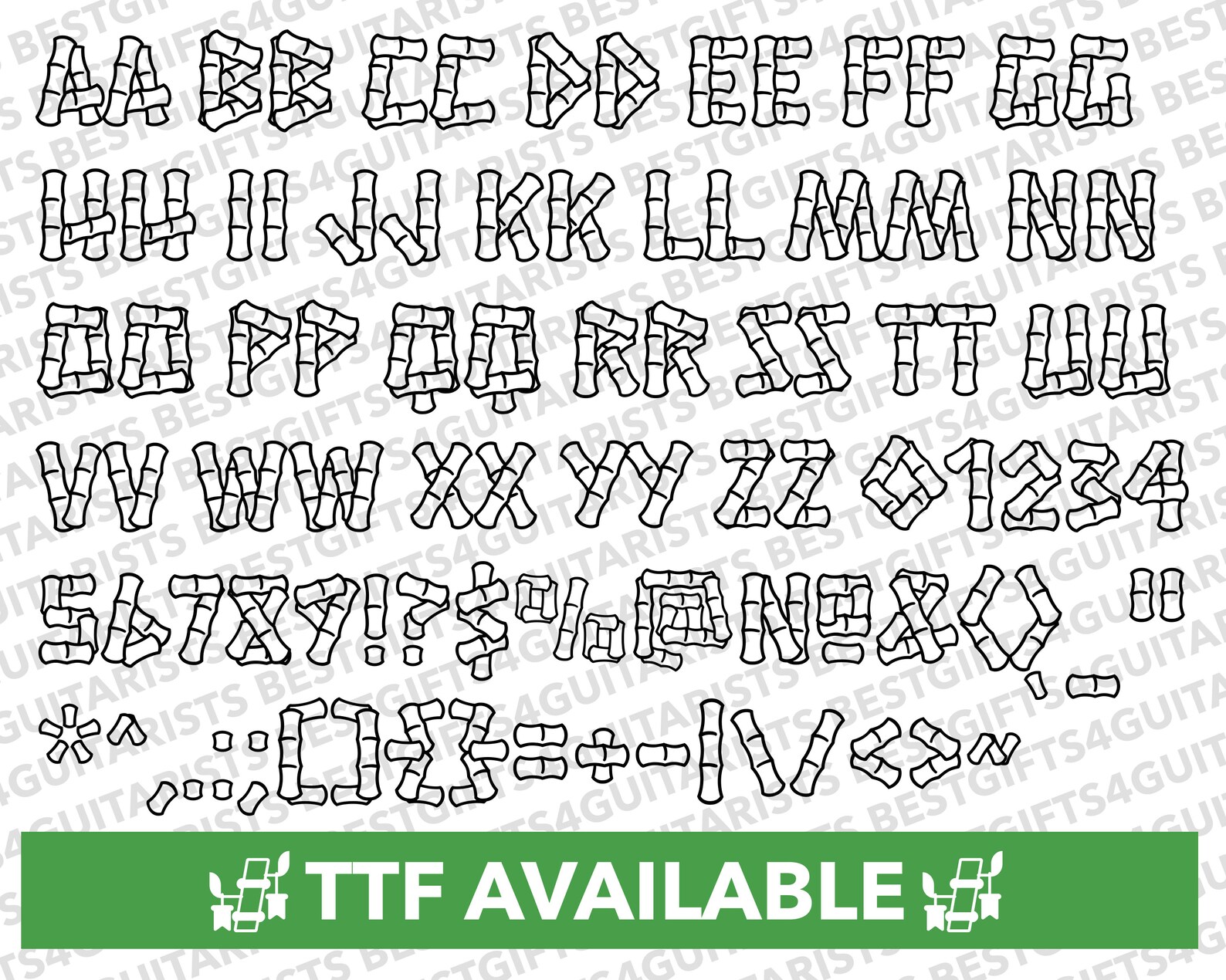 Bamboo Outline Font SVG, Bamboo Font TTF, Bamboo Svg, Png, Jpg, Ttf ...