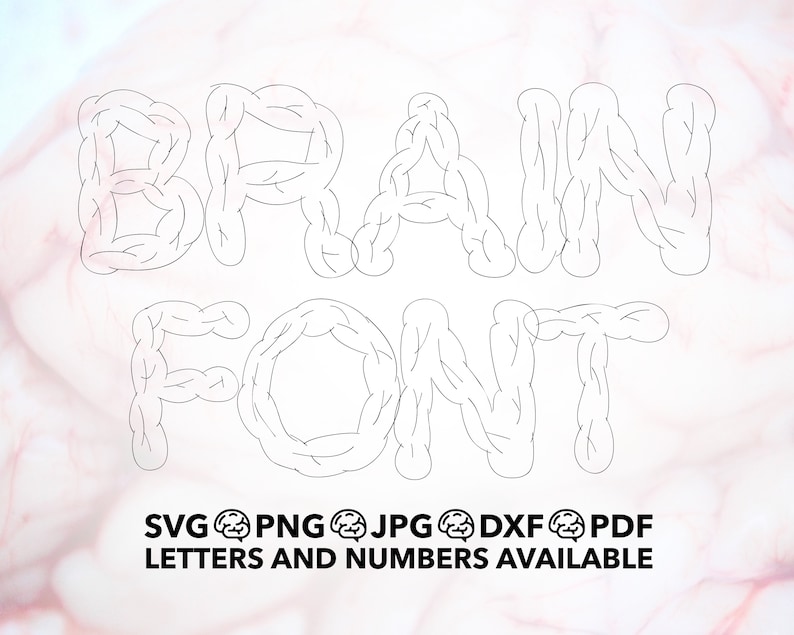 Brain Font SVG, Brains Font PNG, Brain Letters Svg, Png, Jpg, Dxf, Pdf ...