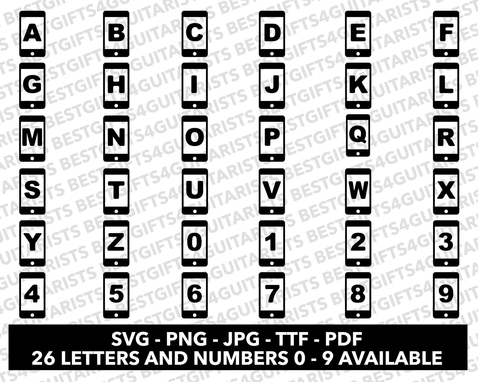 Phone Font SVG, Cell Phone Font for Cricut, Phone Font SVG, PNG, Jpg ...
