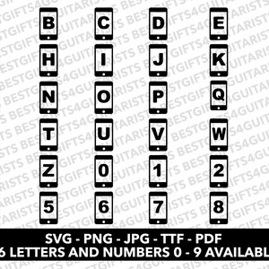 Phone Font SVG, Cell Phone Font for Cricut, Phone Font SVG, PNG, Jpg ...