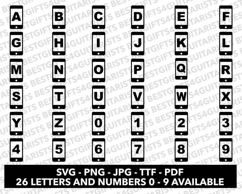 Phone Font SVG, Cell Phone Font for Cricut, Phone Font SVG, PNG, Jpg ...