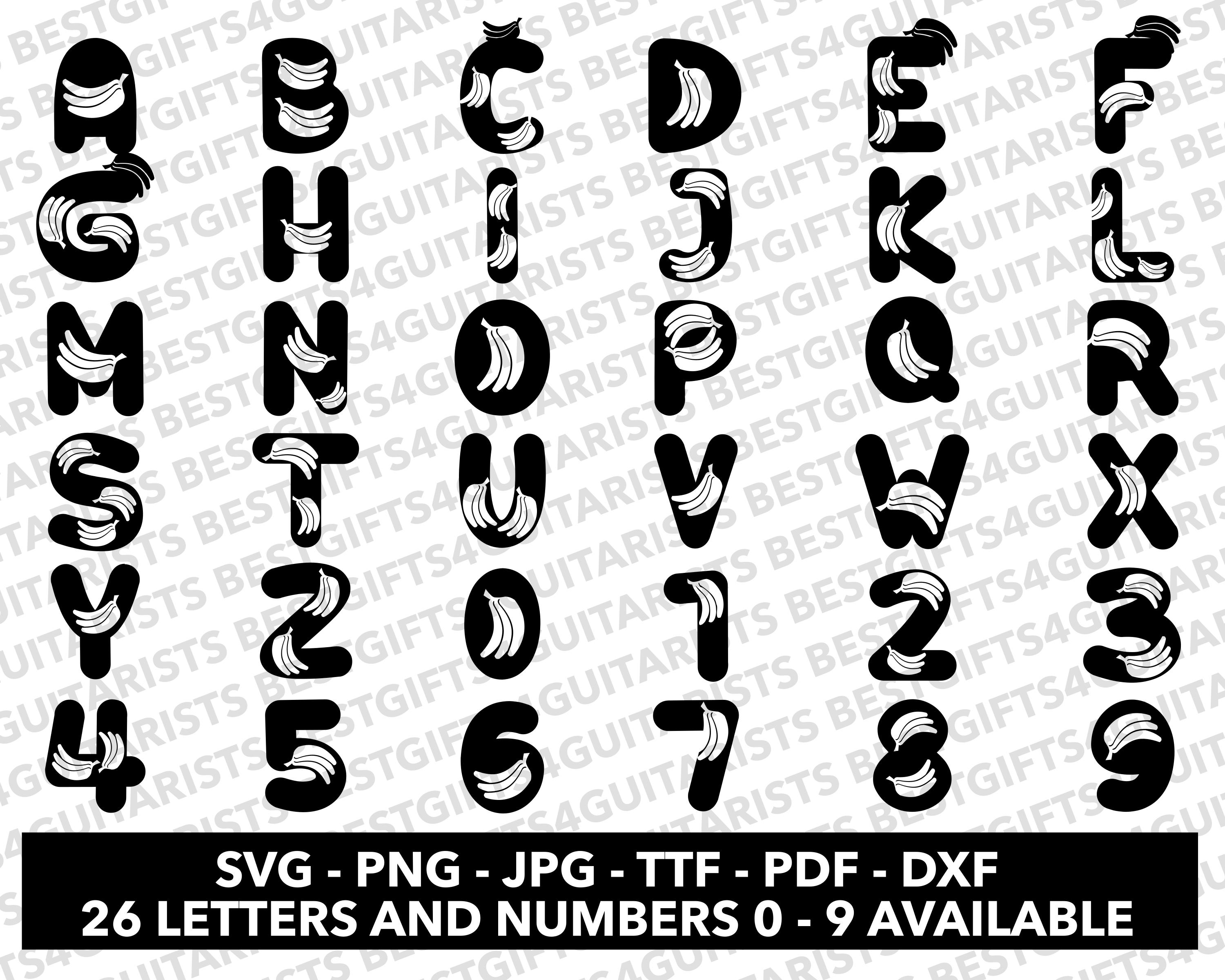 Banana Font SVG, Banana Font for Canva, Fruit Font Clip Art, Banana ...