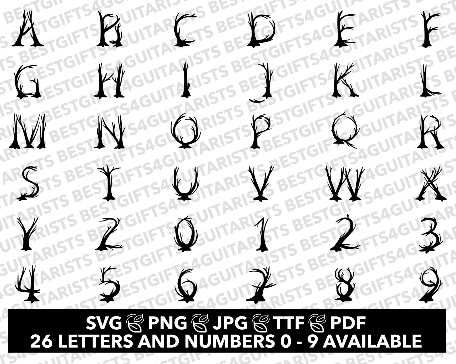 Tree Font SVG, Tree Font for Cricut, Tree Font SVG, PNG, Jpg, Ttf, Pdf ...